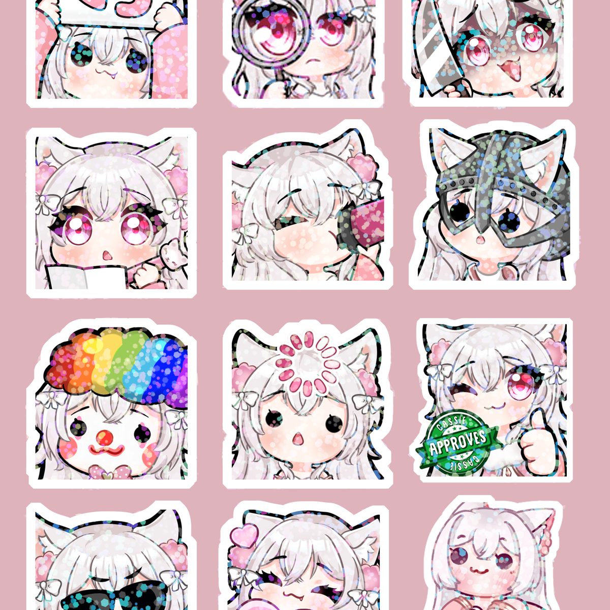 Cassie Emotes Holo Sticker Pack – Yorunomachi